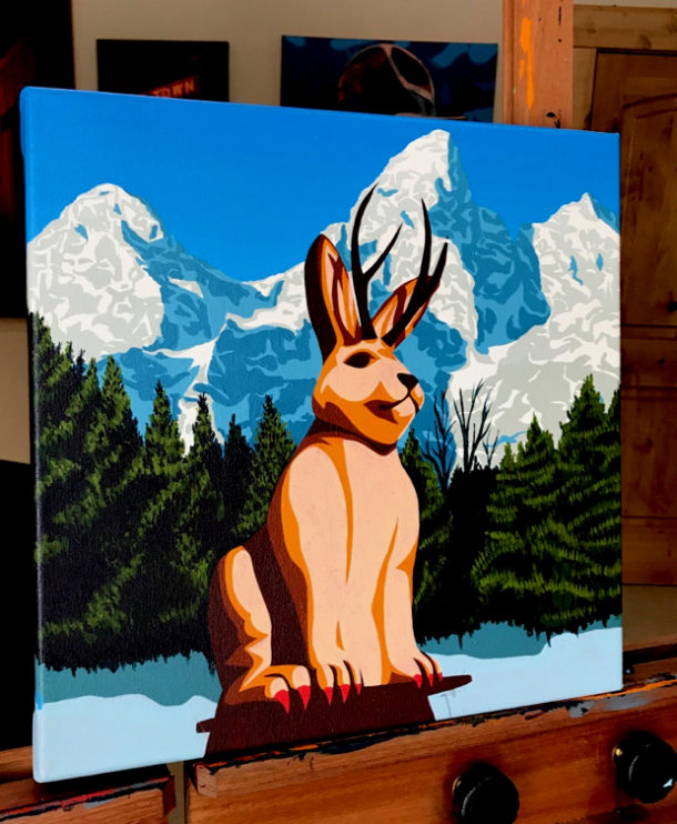 As Fast As Fast Can Be — The Jackson Hole Jackalope Painting - BORBAY