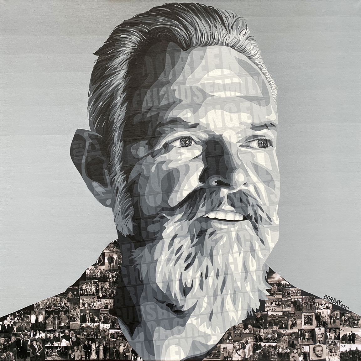 A Collage Painting Portrait of Bene by Borbay - BORBAY